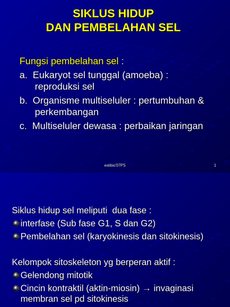 Pembelahan Sel Mata Kuliah Biologi Dasar | PDF