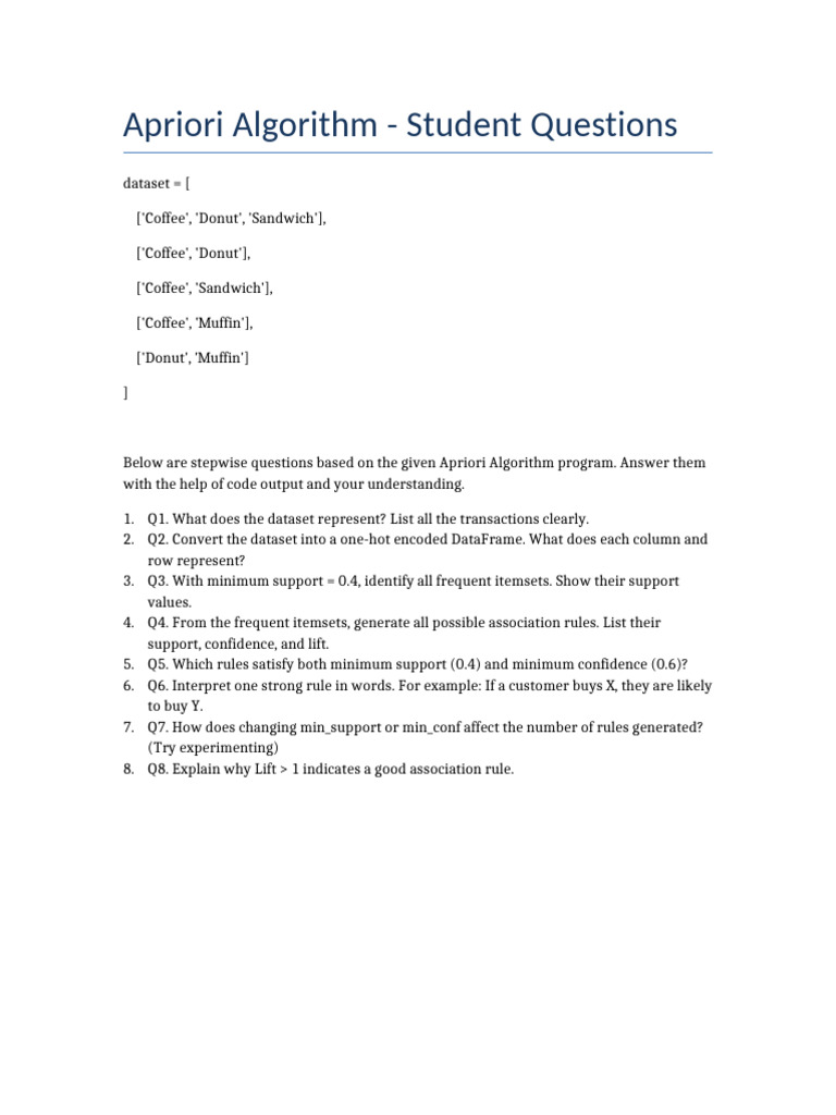 Apriori Student Questions | PDF
