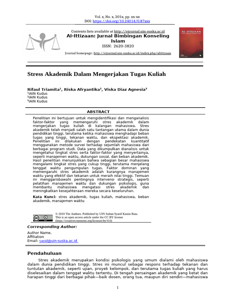 Stress Akademik Dalam Mengerjakan Tugas Kuliah | PDF