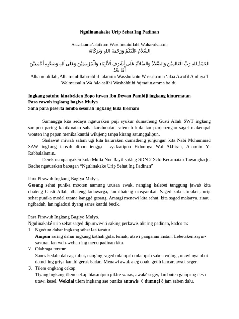 Teks Sesorah Ftbi 2025 | PDF