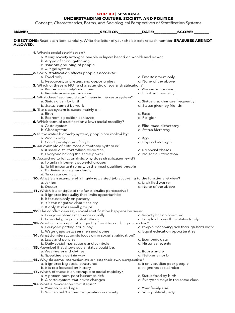 QUIZ # 3 Concept, Characteristics, Forms, and Sociological Perspectives ...