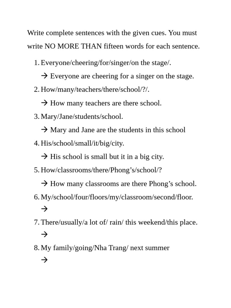 Classroom Sentence Writing Cues | PDF