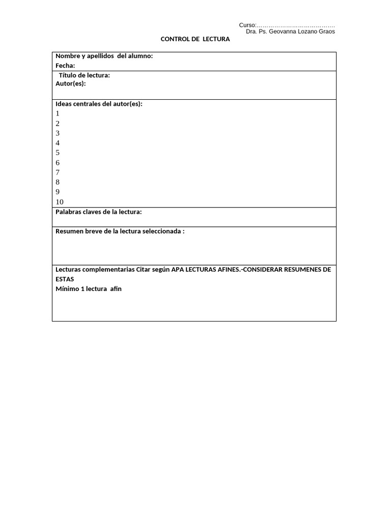 Control de Lectura | PDF