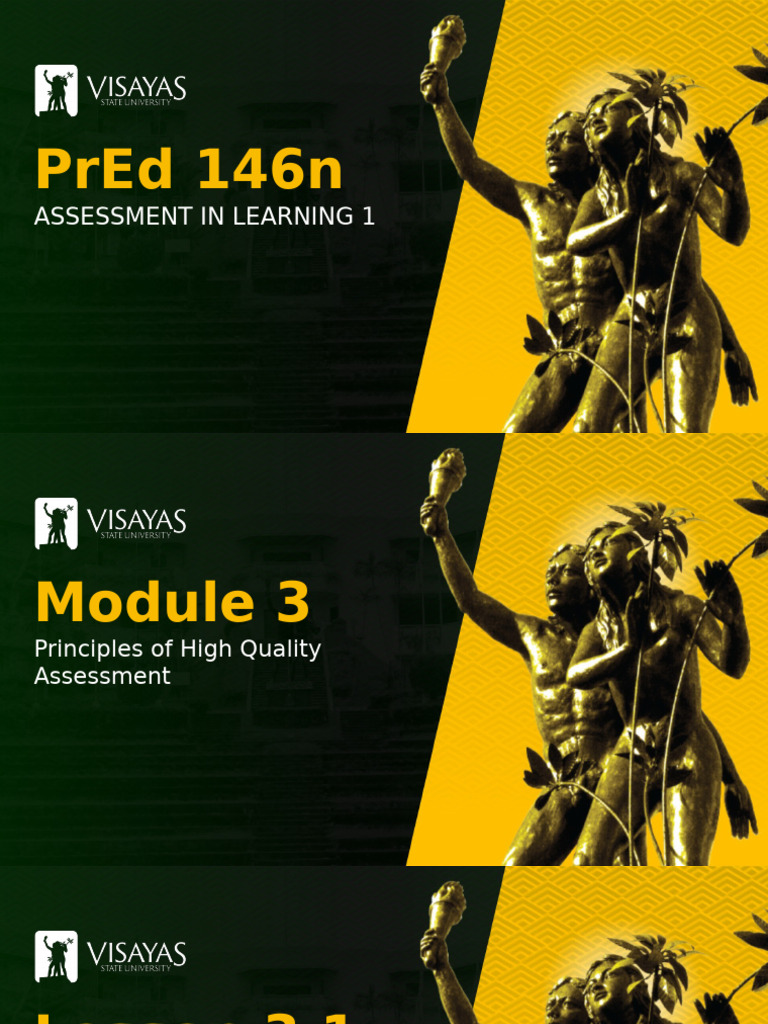 NEW PrEd 146n Lesson 3.1 Principles of High Quality Assessment | PDF ...