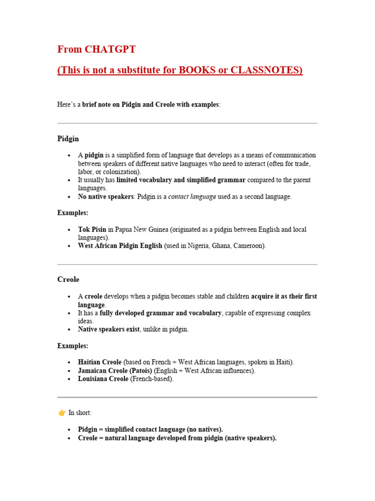 Pidgin and Creole | PDF