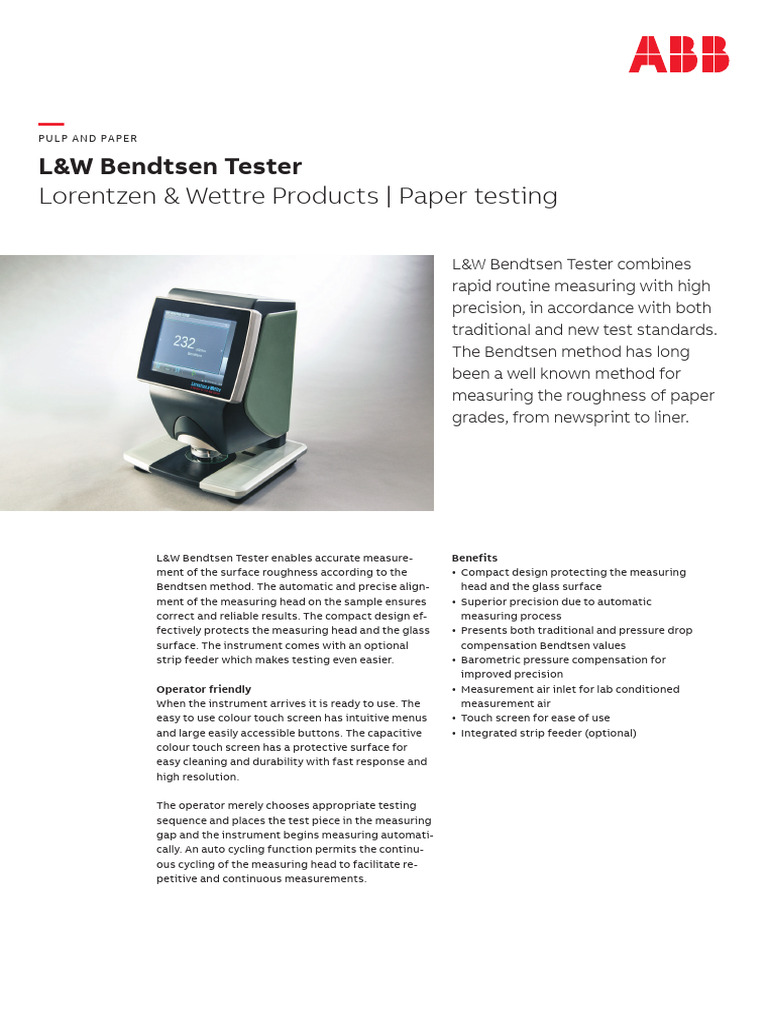 L&W Bendtsen Tester Overview | PDF | Pressure | Pascal (Unit)