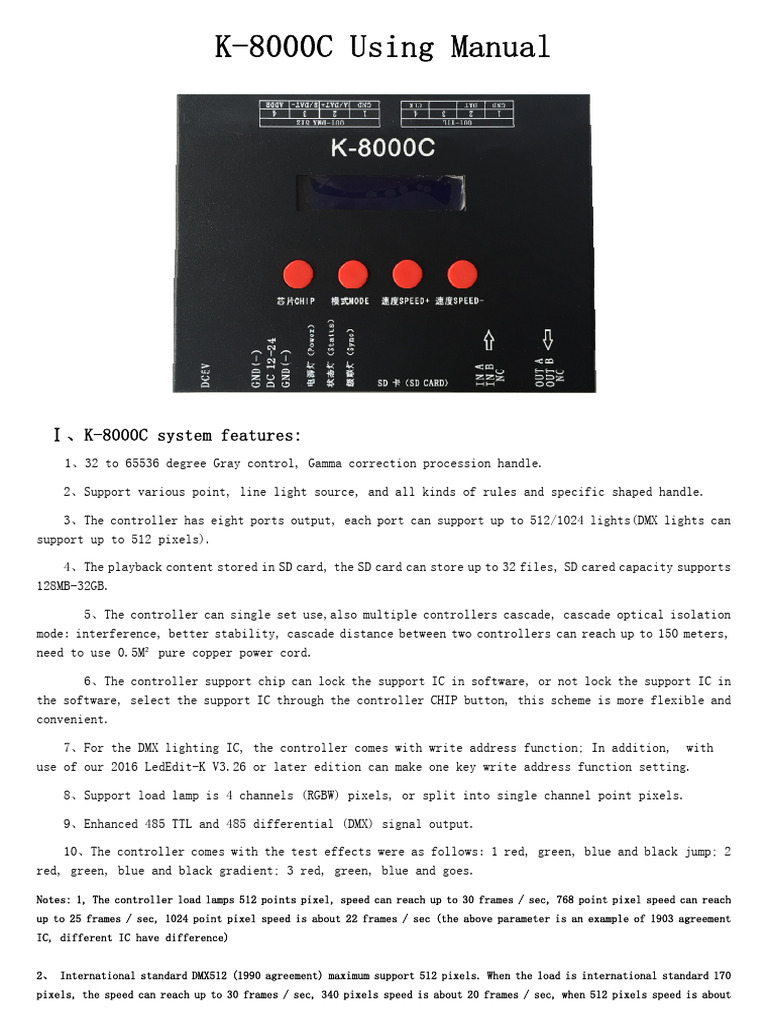 K-8000C Controller Manual Guide | PDF | Rgb Color Model | Power Supply