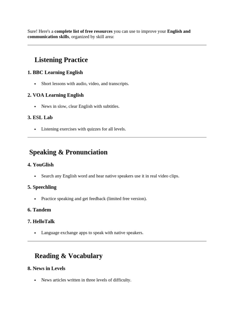 English Resources | PDF