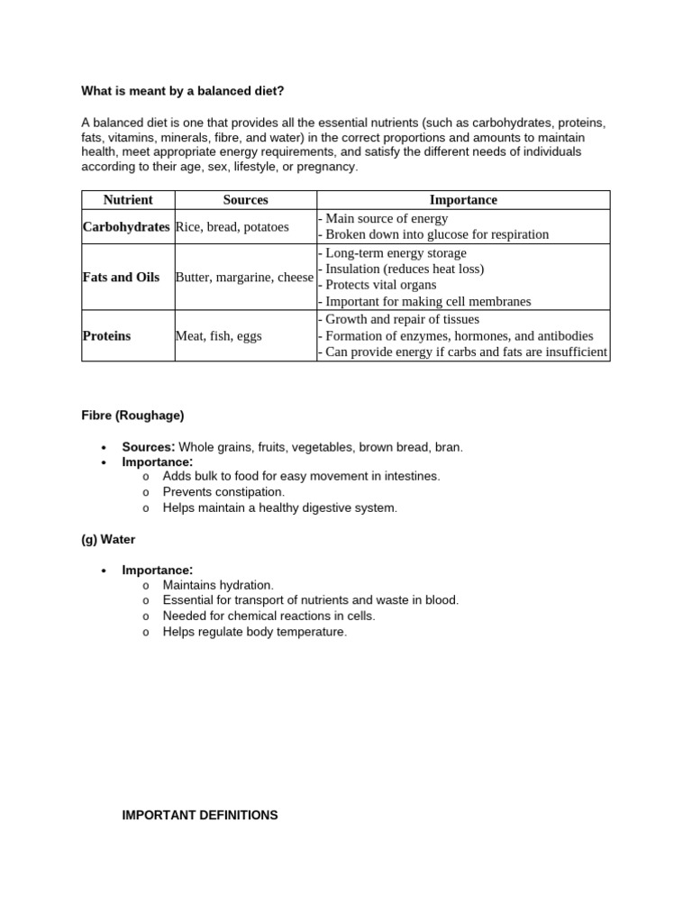 Understanding a Balanced Diet | PDF