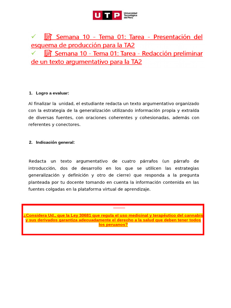 ? Semana 10 - Tema 01 Tarea - Presentación del esquema de producción para la TA2 - CANNABIS ...