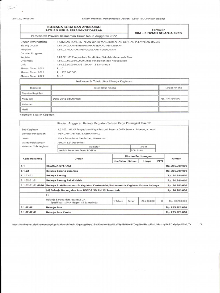 Rka SKPD Sman 15 SMD 2022 | PDF