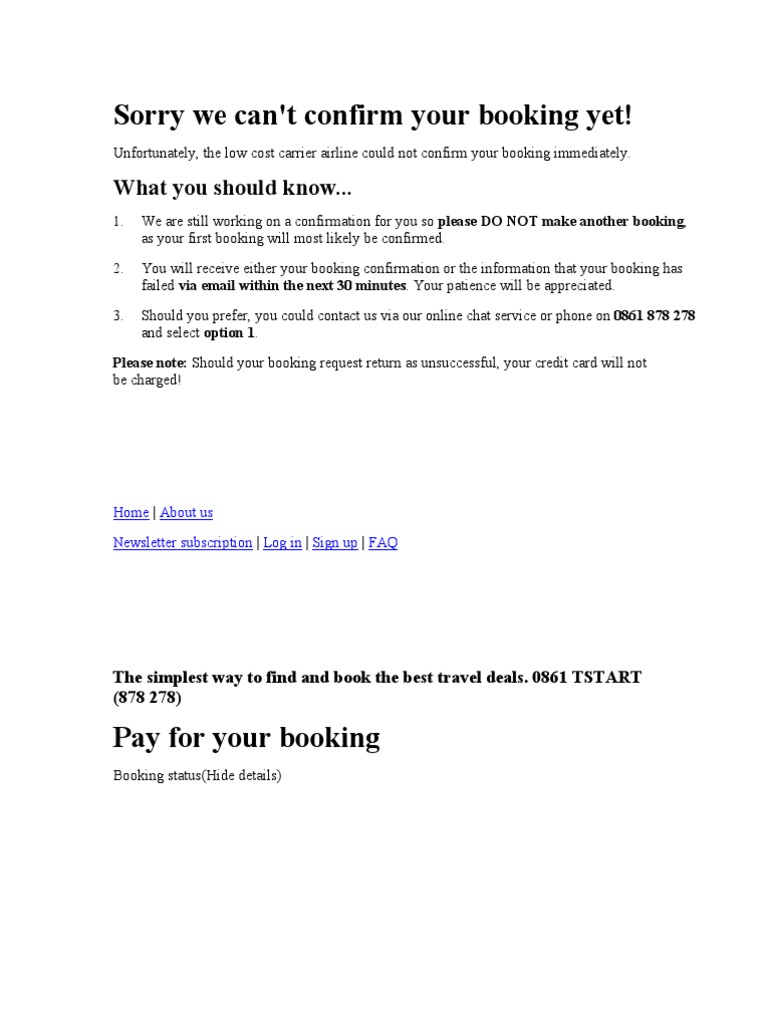 Sorry We Can't Confirm Your Booking Yet!: What You Should Know.. | PDF ...