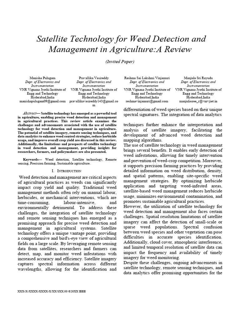 Satellite Technology for Weed Management | PDF | Remote Sensing | Weed