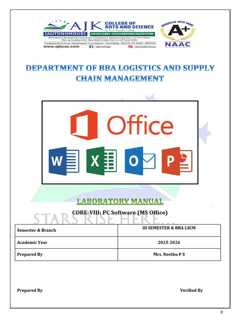 Pcsoftware Bba LSCM Lab Manual 2025 | PDF | Microsoft Excel