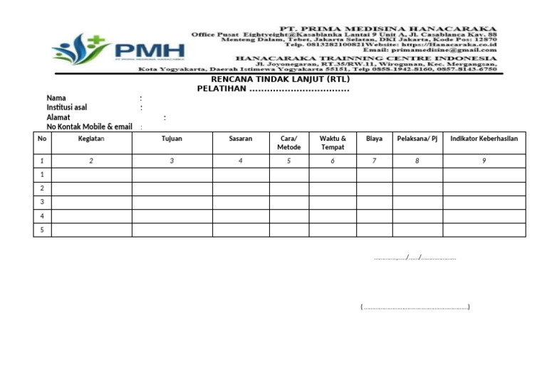 Form RTL Kosongan | PDF