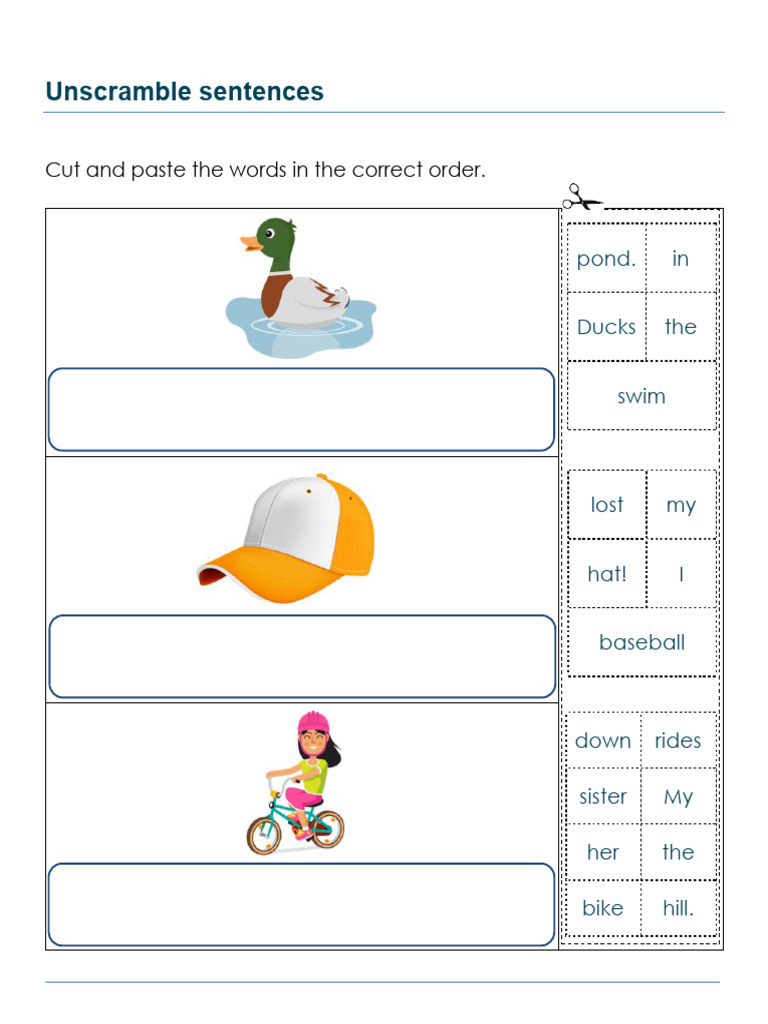 Unscramble Sentences Activity | PDF | Birds | Ornithology