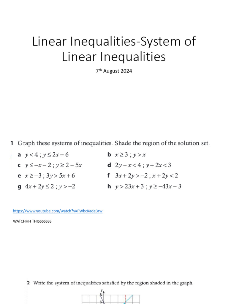 Linear Inequalities-System of Linear Inequalities | PDF
