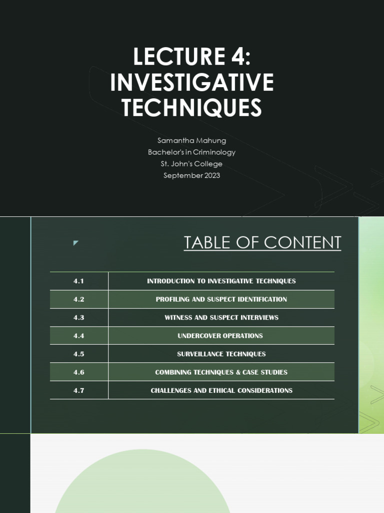 Investigative Techniques in Criminology | PDF | Offender Profiling ...
