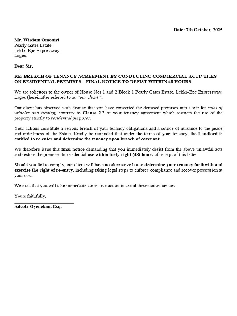 MR Wisdom Warning Letter | PDF