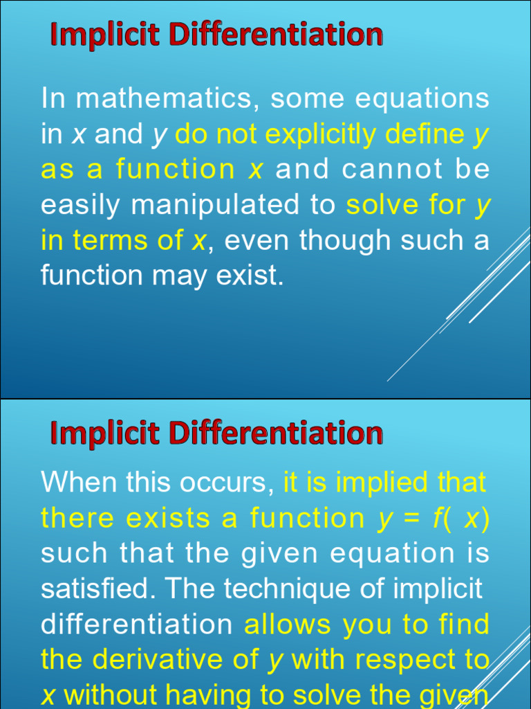 0a - em 31a Notes (Implicit Differentiation) 1 | PDF
