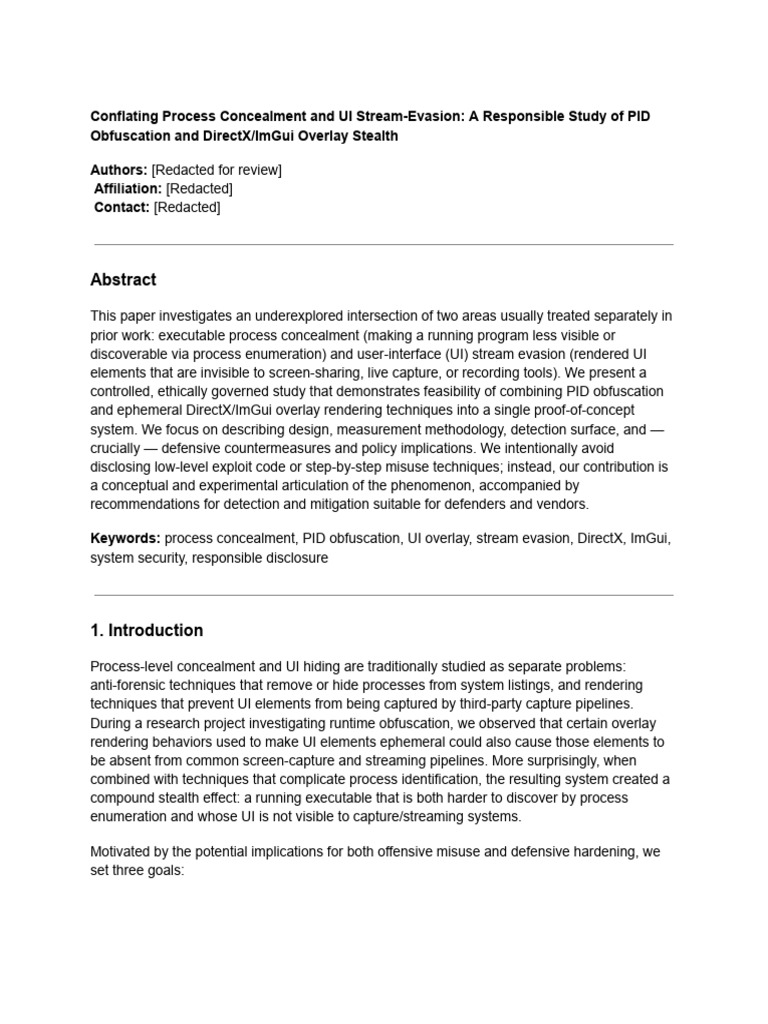 Conflating Process Concealment and UI Stream-Evasion_ a Responsible Study of PID Obfuscation and ...