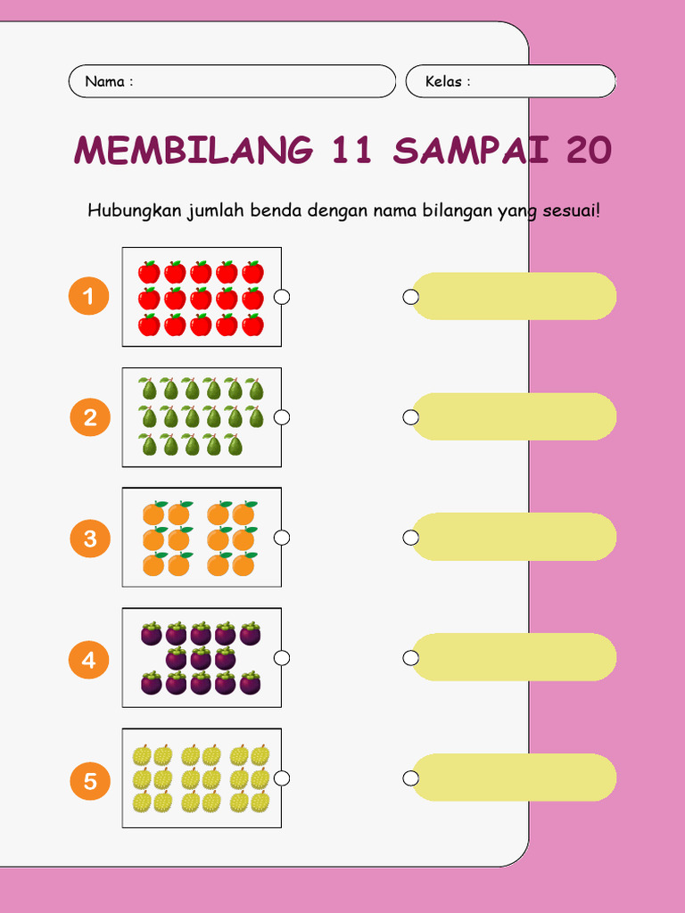 Lembar Kerja Membilang 11 Sampai 20 Ungu Ilustratif - 20250913 - 191541 ...