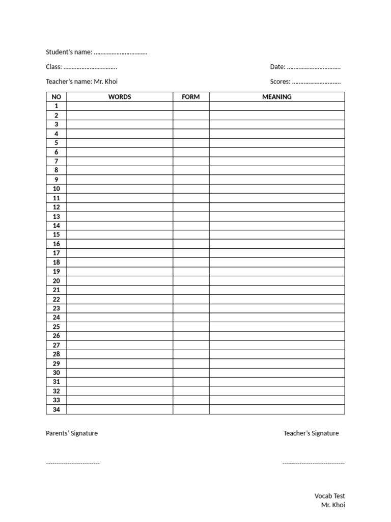 Vocab Test | PDF