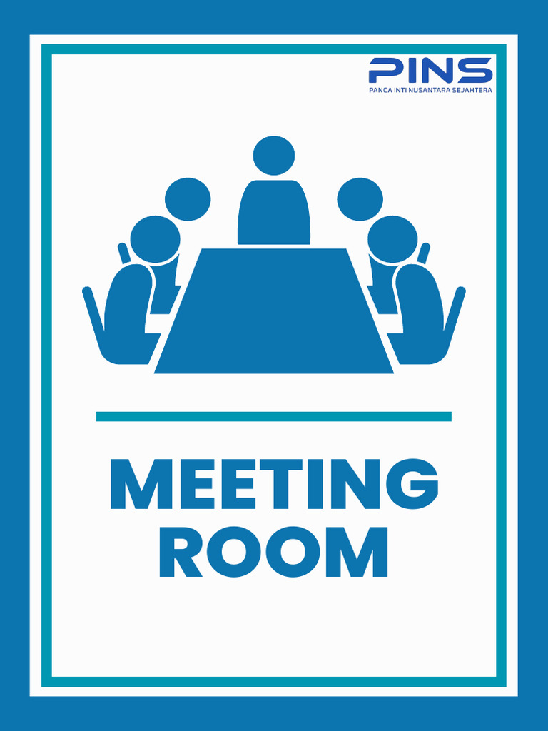 Teal White Illustration Meeting Room Sign A4 Document | PDF