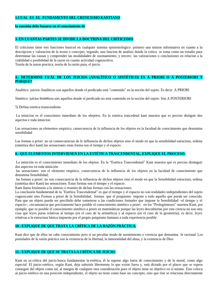 Fundamentos del Criticismo Kantiano | PDF | Immanuel Kant | A priori y ...