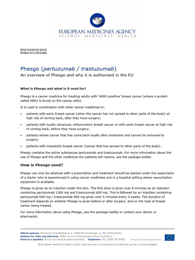 Phesgo Epar Medicine Overview en | PDF | Medical Specialties | Clinical ...
