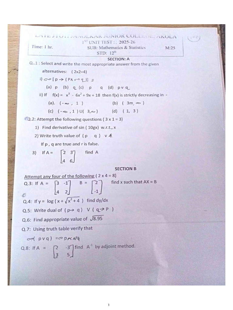 12th Maths | PDF