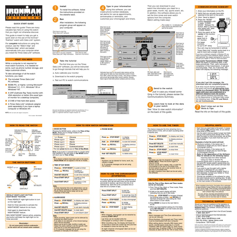 Timex Ironman Quick Manual | PDF | Computers