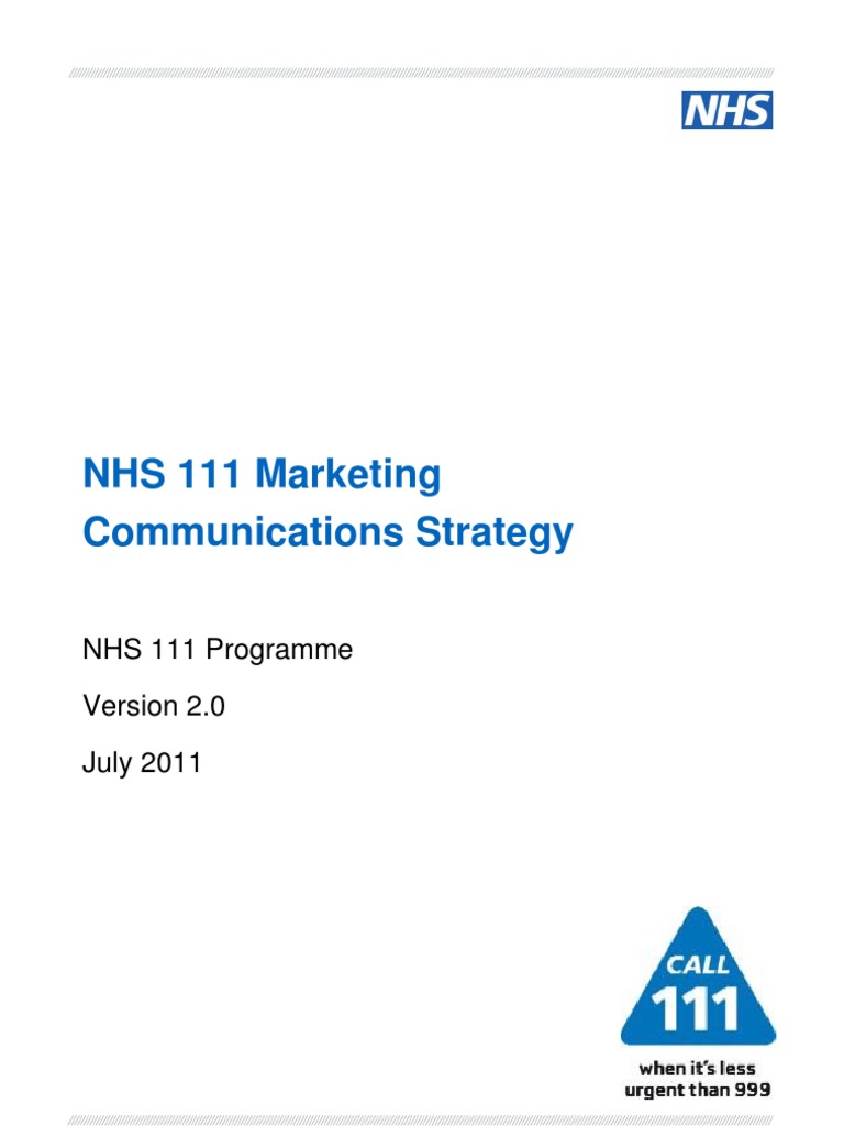 NHS 111 Marketing Strategy 2011 | PDF | Marketing Communications ...