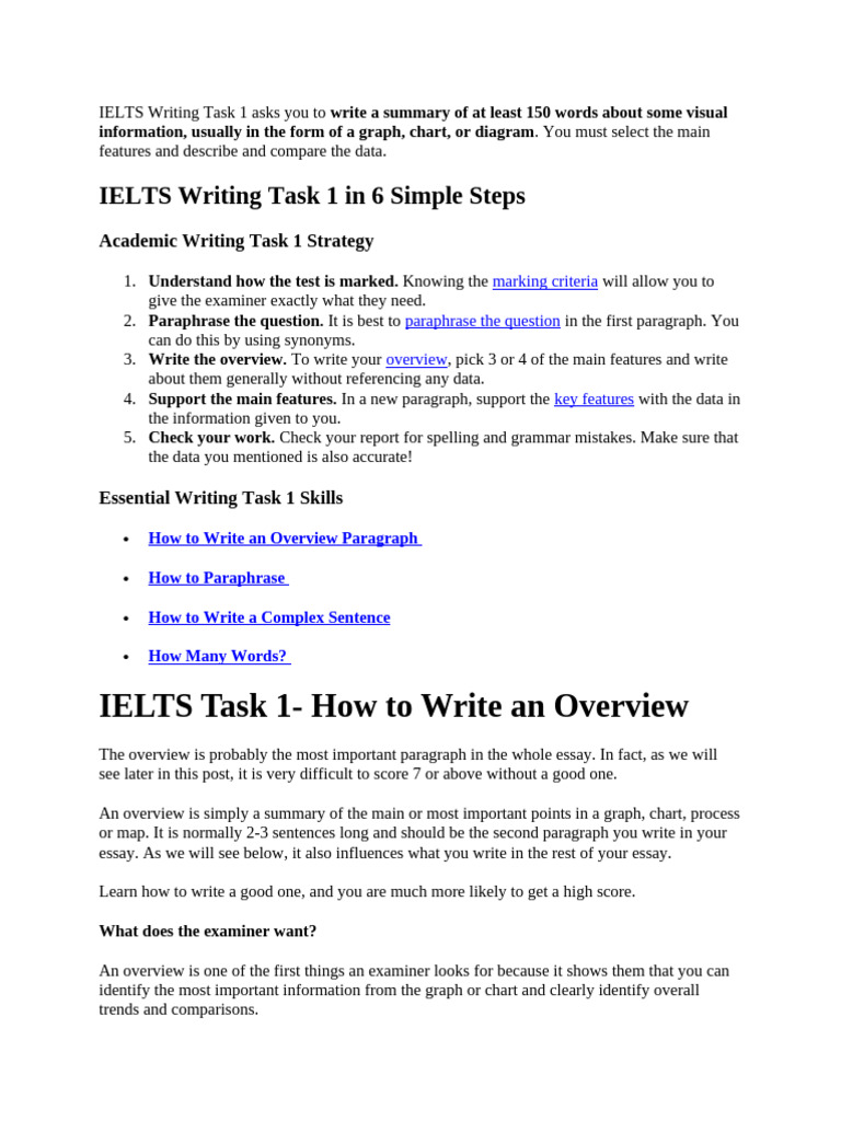 IELTS Writing Task 1 Overview Guide | PDF | Clause | Subject (Grammar)