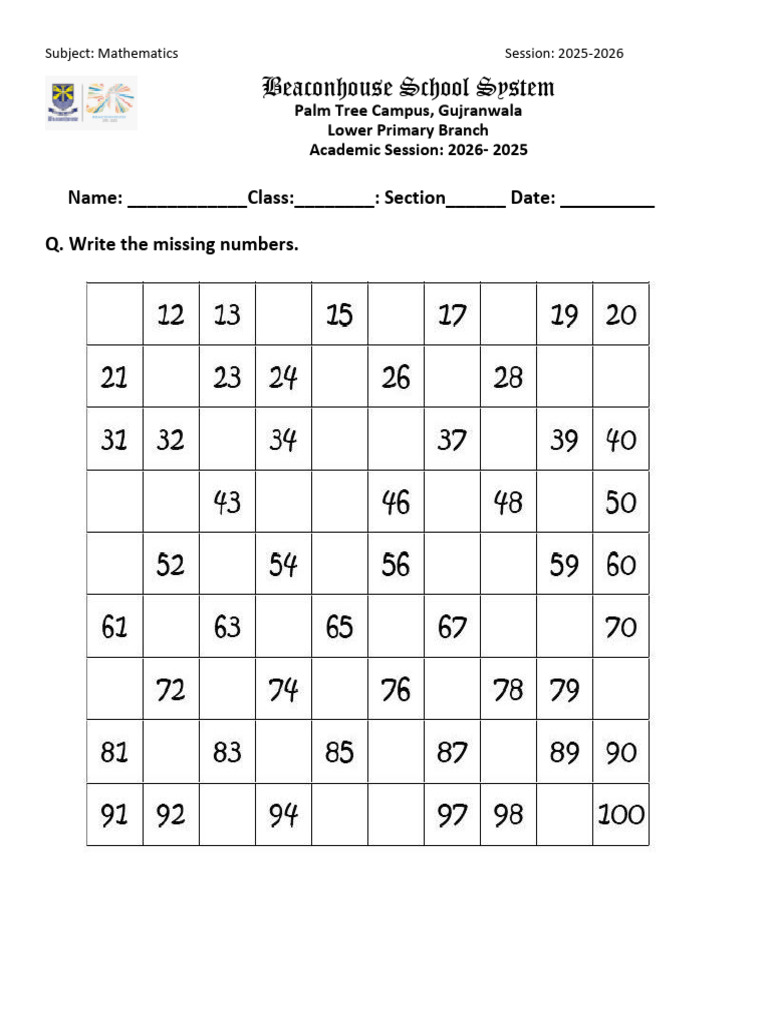 Math Reinforcement Sheets 1st CATs 2025 | PDF