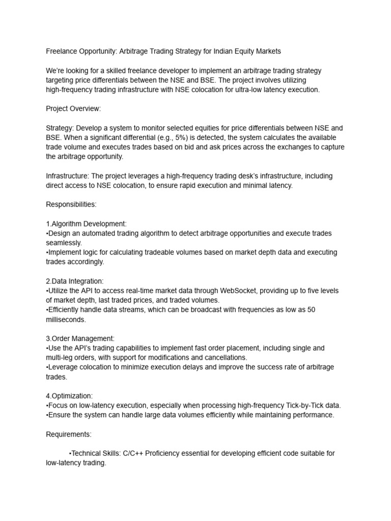 Developer Project Scope | PDF | Algorithmic Trading | High Frequency ...