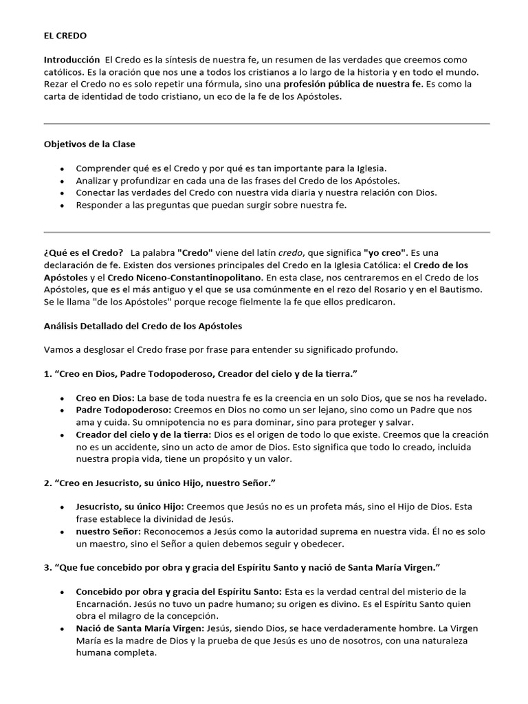 El Credo | PDF | eucaristía | La resurrección de Jesús