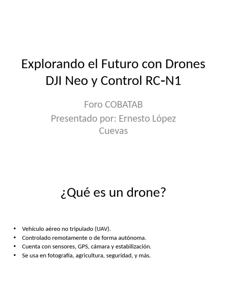 Presentacion Drones DJI Neo Imagenes | PDF | Vehículo aéreo no tripulado | Aeronave