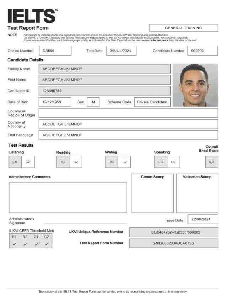 Example of Ielts Test Report Form | PDF