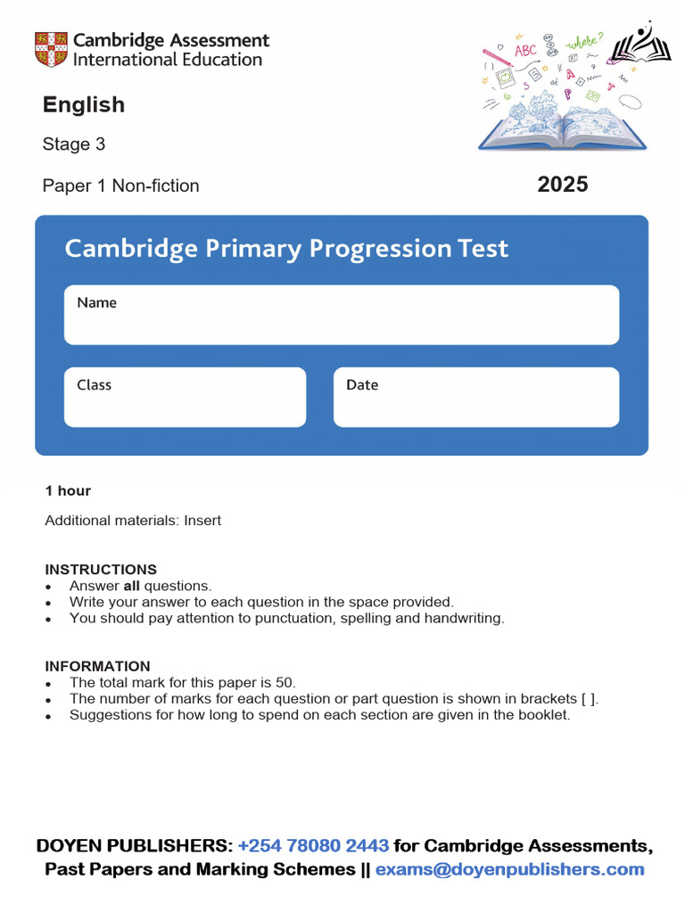 Cambridge Stage 3 English Test 2025 | PDF | Verb | Language Mechanics