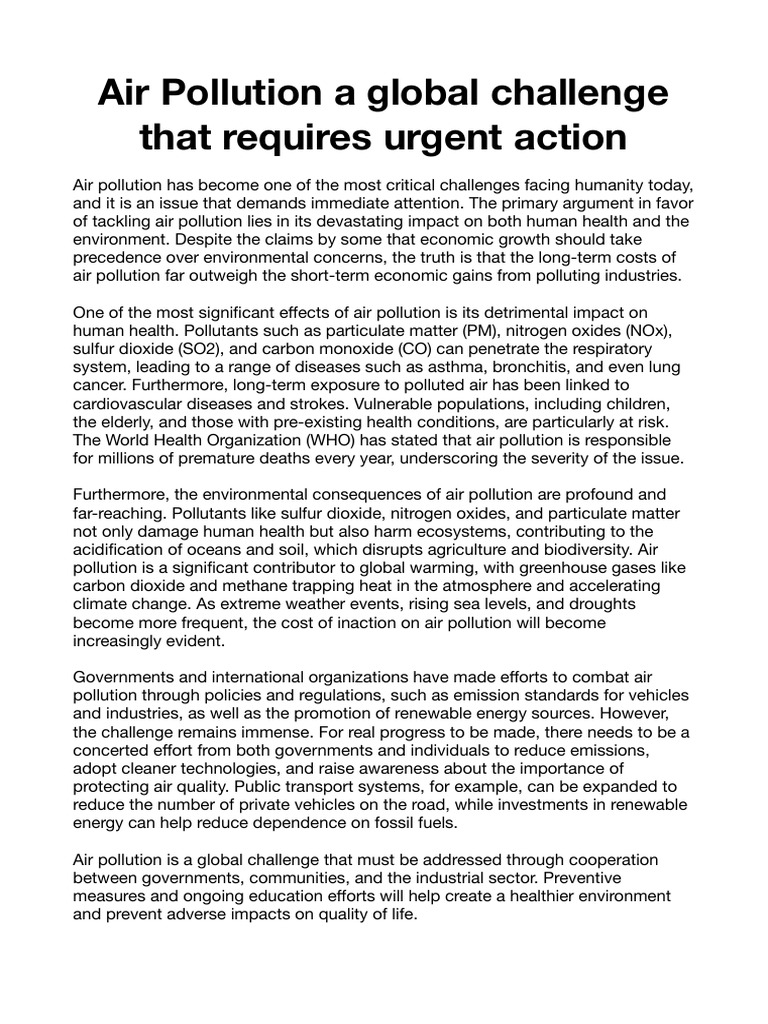 Air Pollution A Global Challenge That Requires Urgent Action | PDF ...