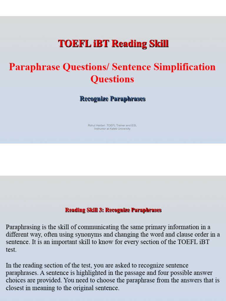TOEFL iBT Reading: Paraphrase Strategies | PDF | Geophysics | Geology