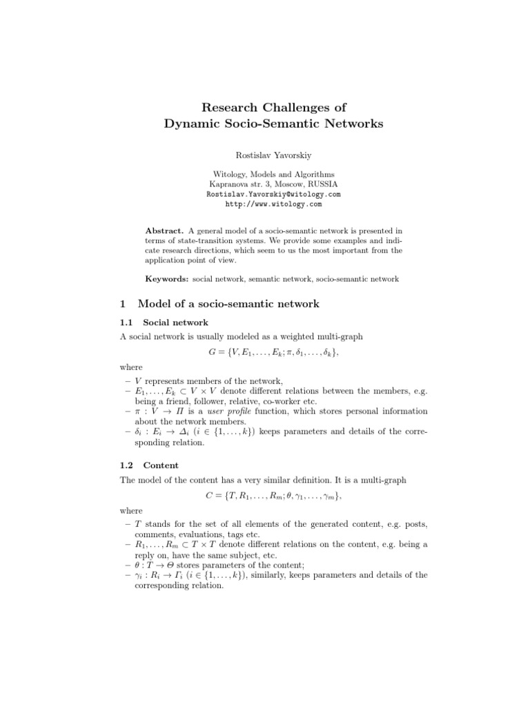 Research on Socio-Semantic Networks | PDF | Computer Network | Social ...