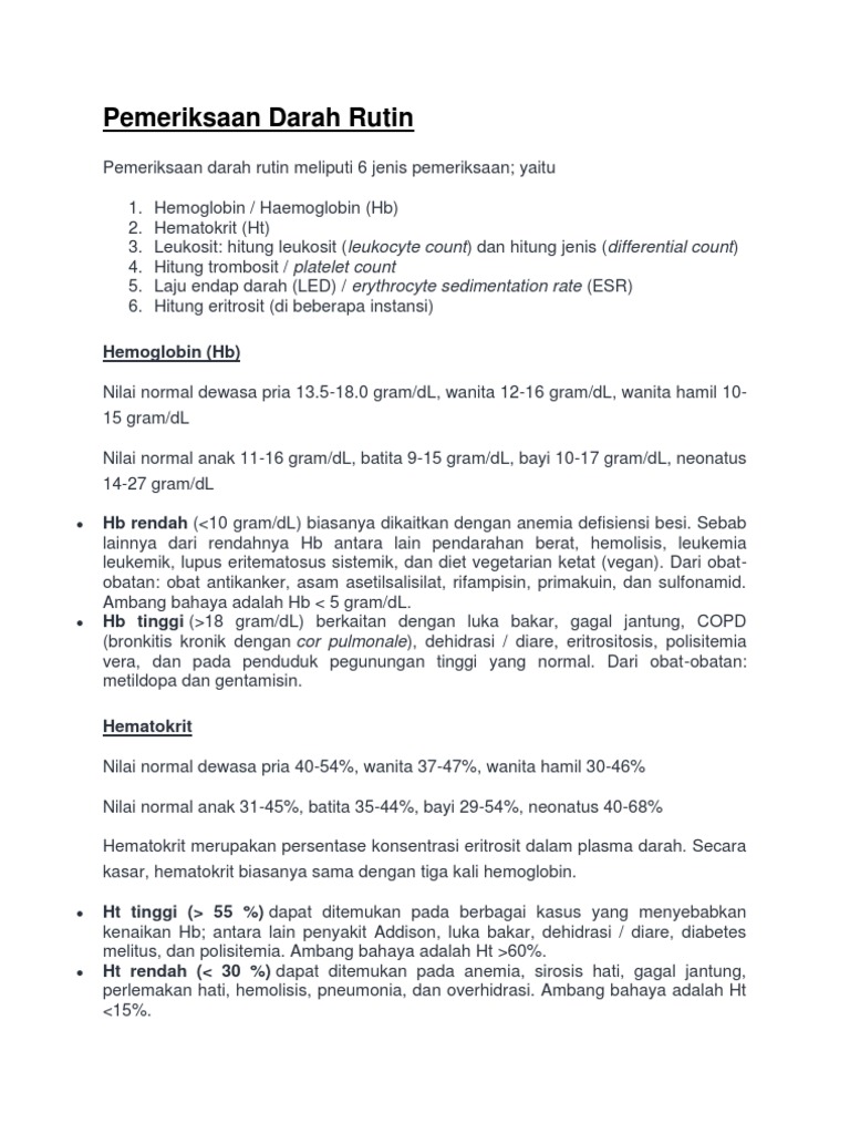 Pemeriksaan Darah Rutin | PDF