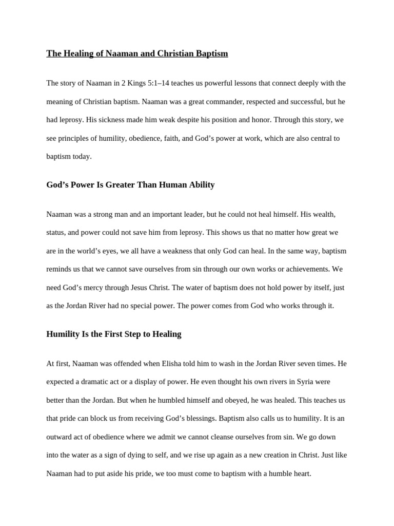 Naaman's Healing and Christian Baptism | PDF | Baptism | God In ...