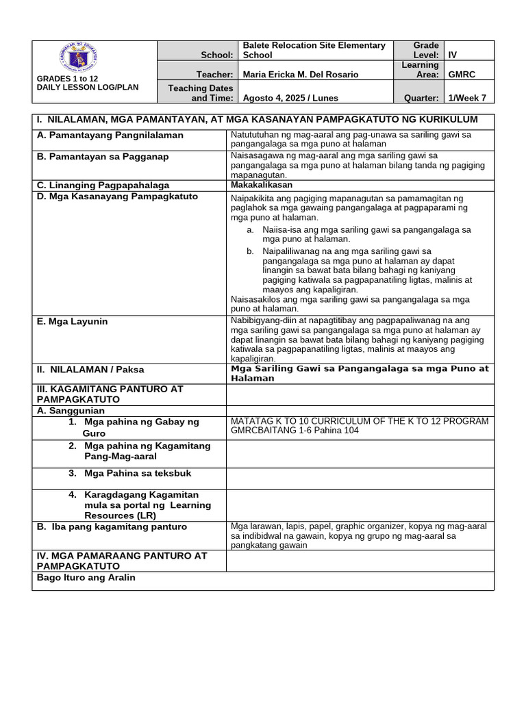 Gmrc-Q1-Week 7 | PDF