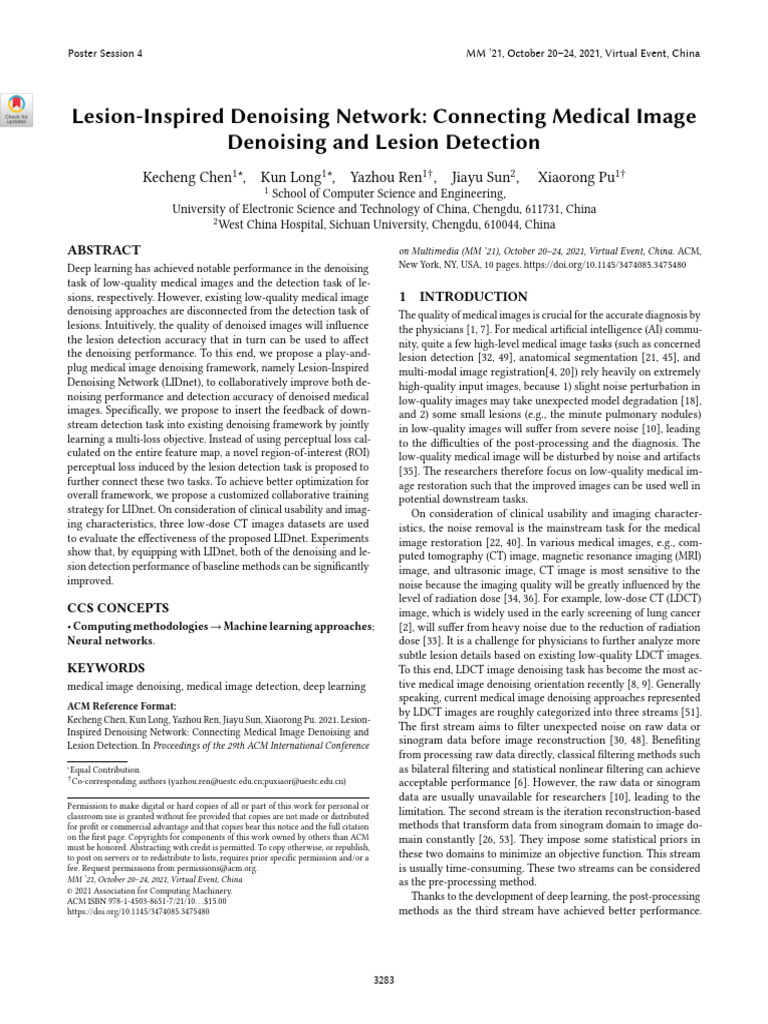 Lesion-Inspired Denoising Network | PDF | Ct Scan | Deep Learning