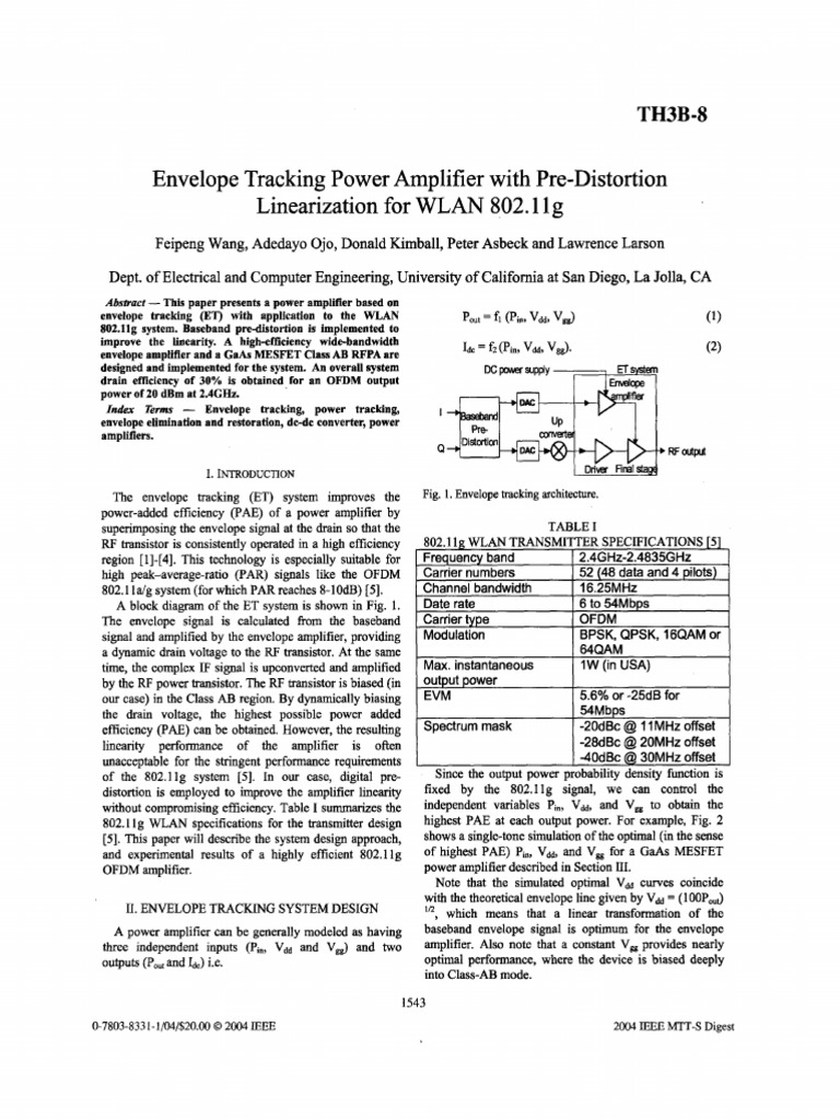 Envelope Tracking Power Amplifier for WLAN | PDF | Amplifier ...
