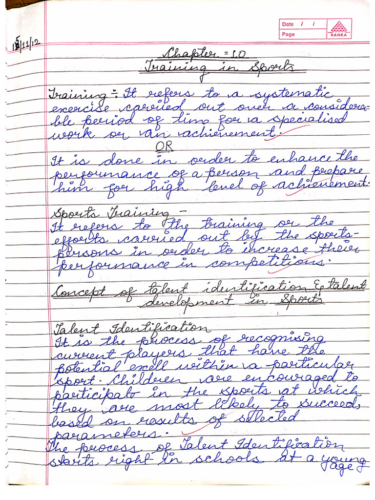 Notes On Ch-10 Training in Sports. | PDF