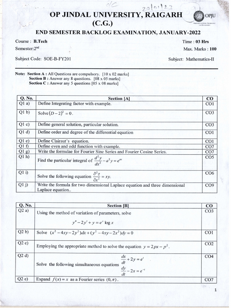 Btech II Back Endsem 2023 | PDF